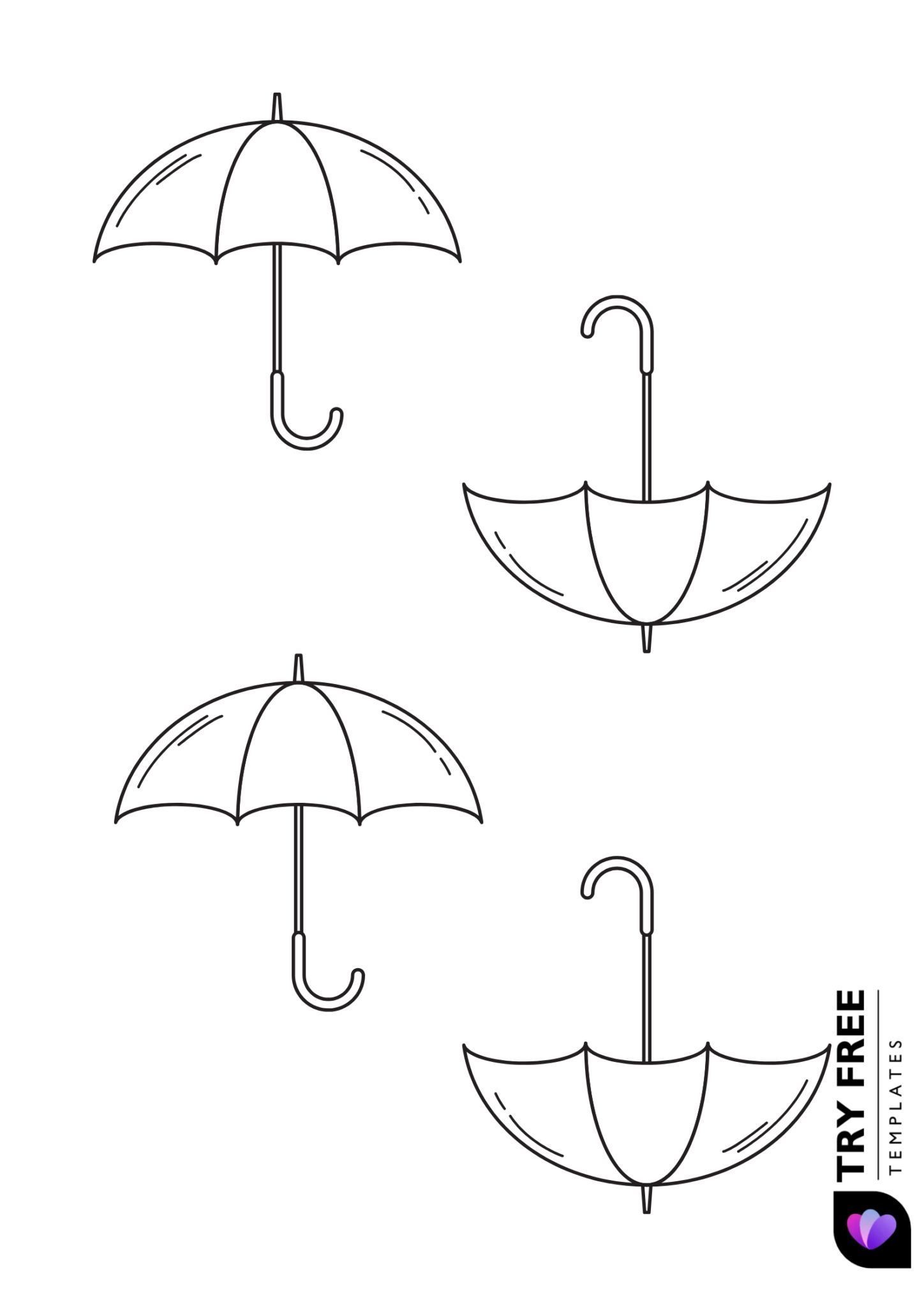 Free Printable Umbrella Templates for Crafts and Coloring - Try Free ...